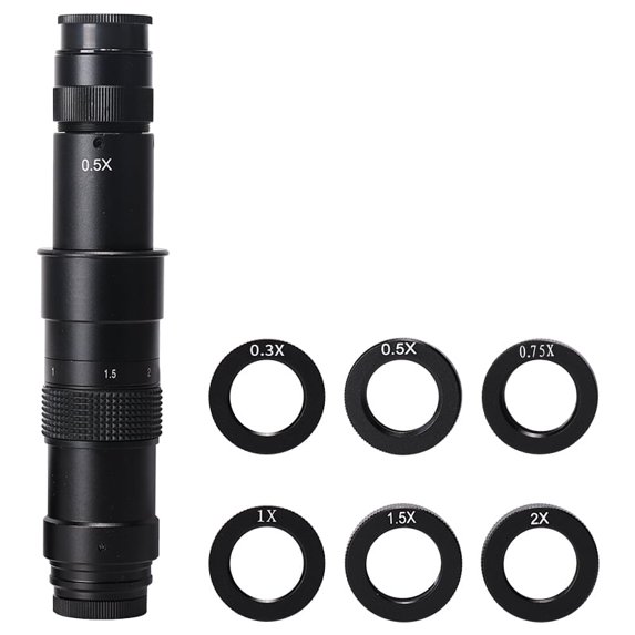 Hayear 180X and 0.5X Microscope C-mount Lens with optical 0.5X-2X ...