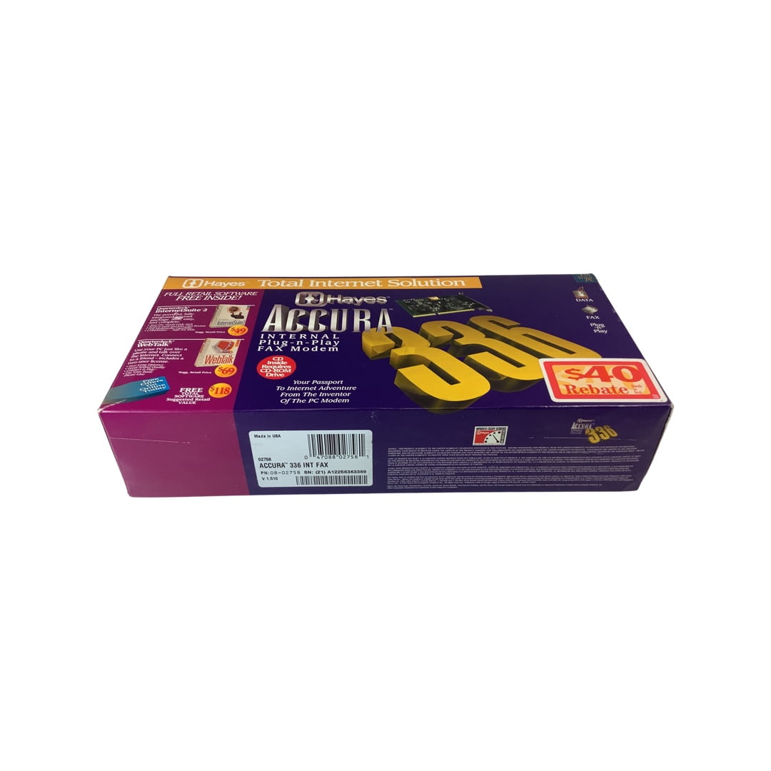 Hayes Accura 33.6 Internal Fax Modem Retail 08-02758 Retail Box - Walmart.com