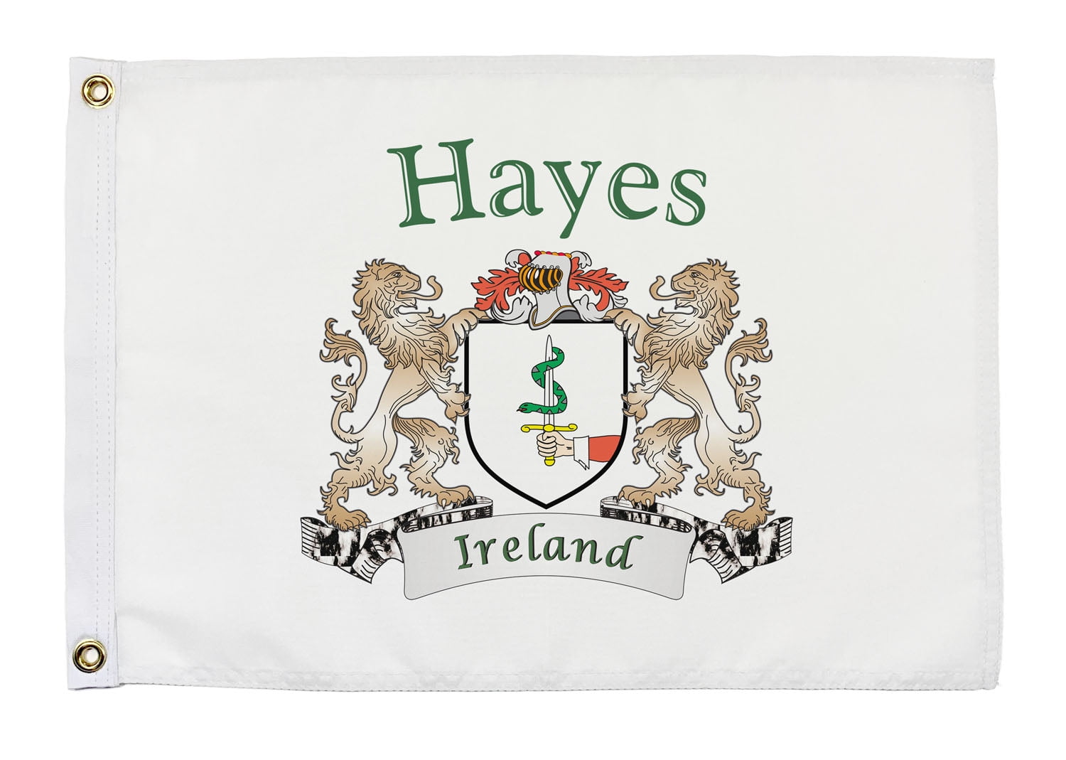 Hayes Irish Coat of Arms Small White Flag - 16"x10.5" inches - Walmart.com