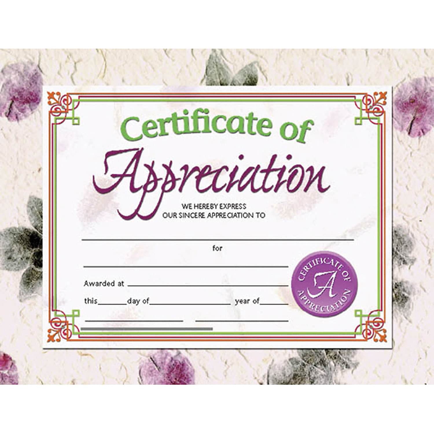 Hayes Multi-Color Certificate Paper with Appreciation Design 8.5x11" 30 ...