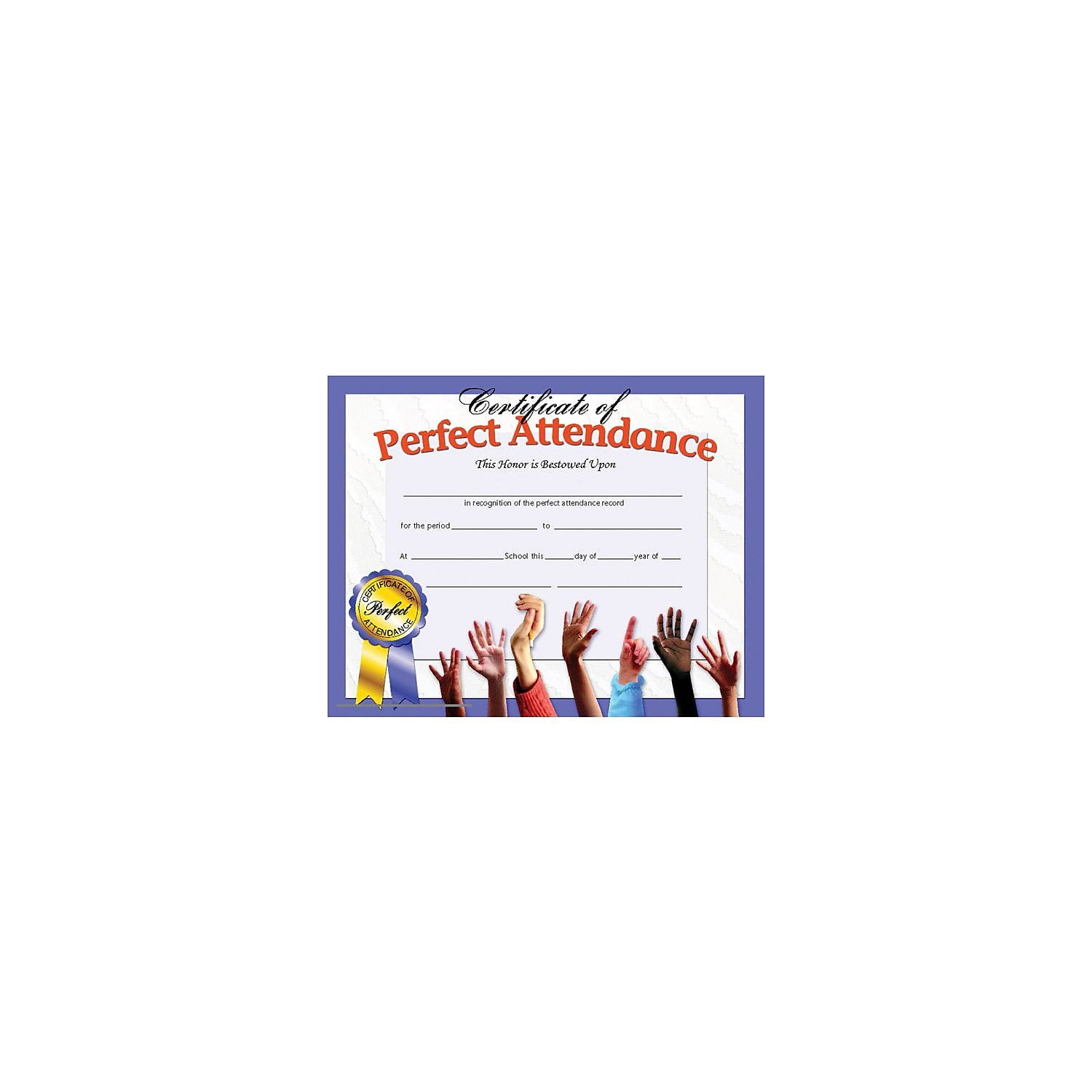Hayes Perfect Attendance Certificate, 11 x 8-1/2 inches, Paper, Pack of ...