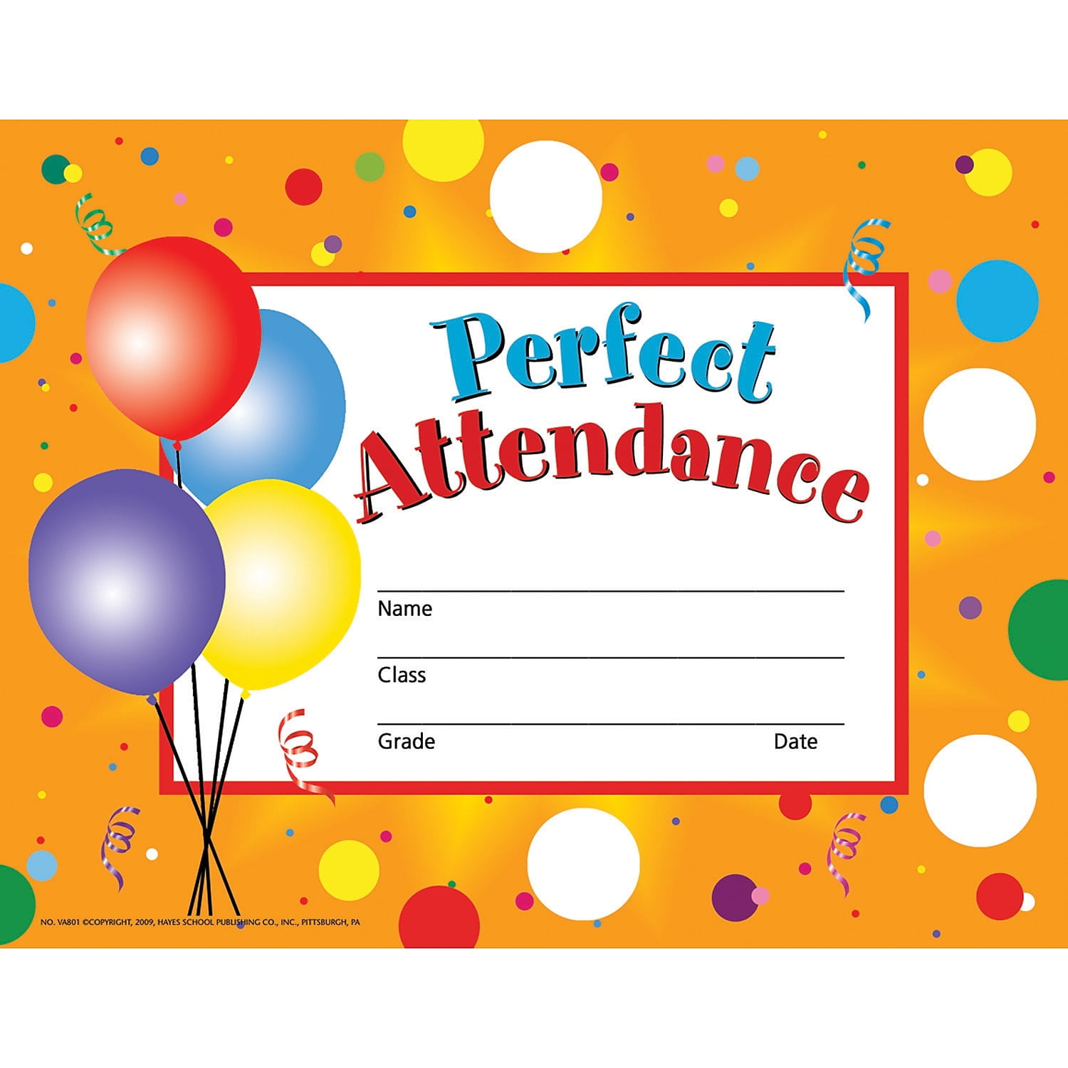 Perfect Attendance Certificate Template