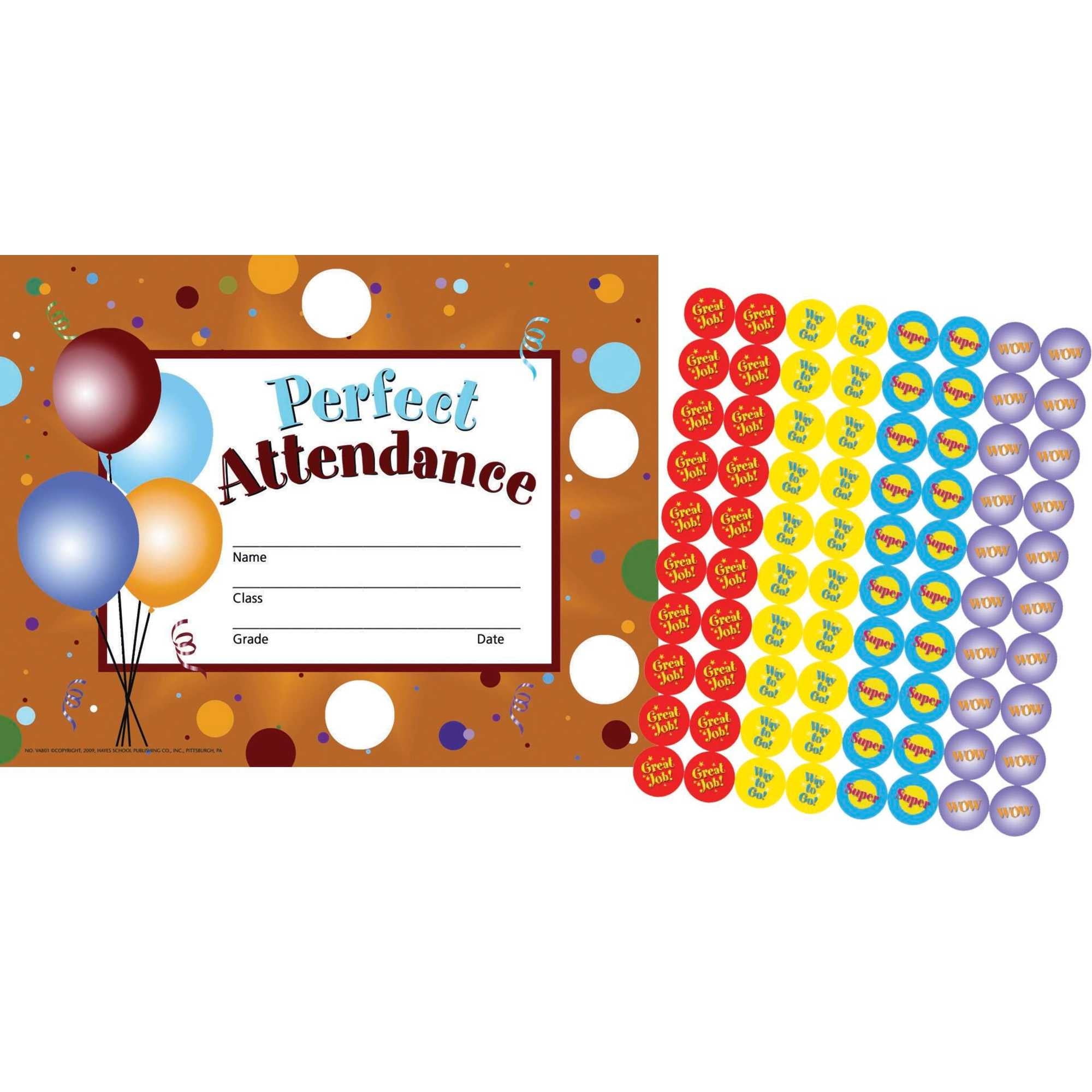 Hayes Perfect Attendance Stick-To-It Award Certificate, 11 x 8-1/2 ...