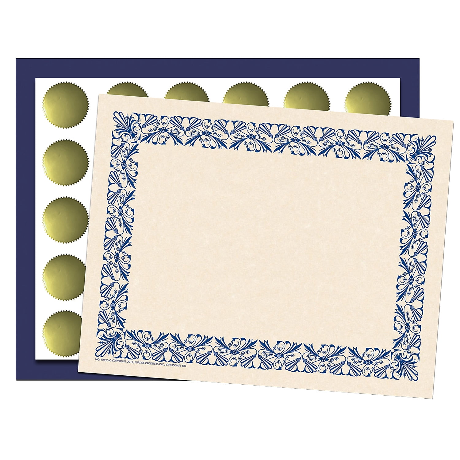 Hayes Publishing Art Deco Set - Blue Border Paper, Plain Folders, Gold ...