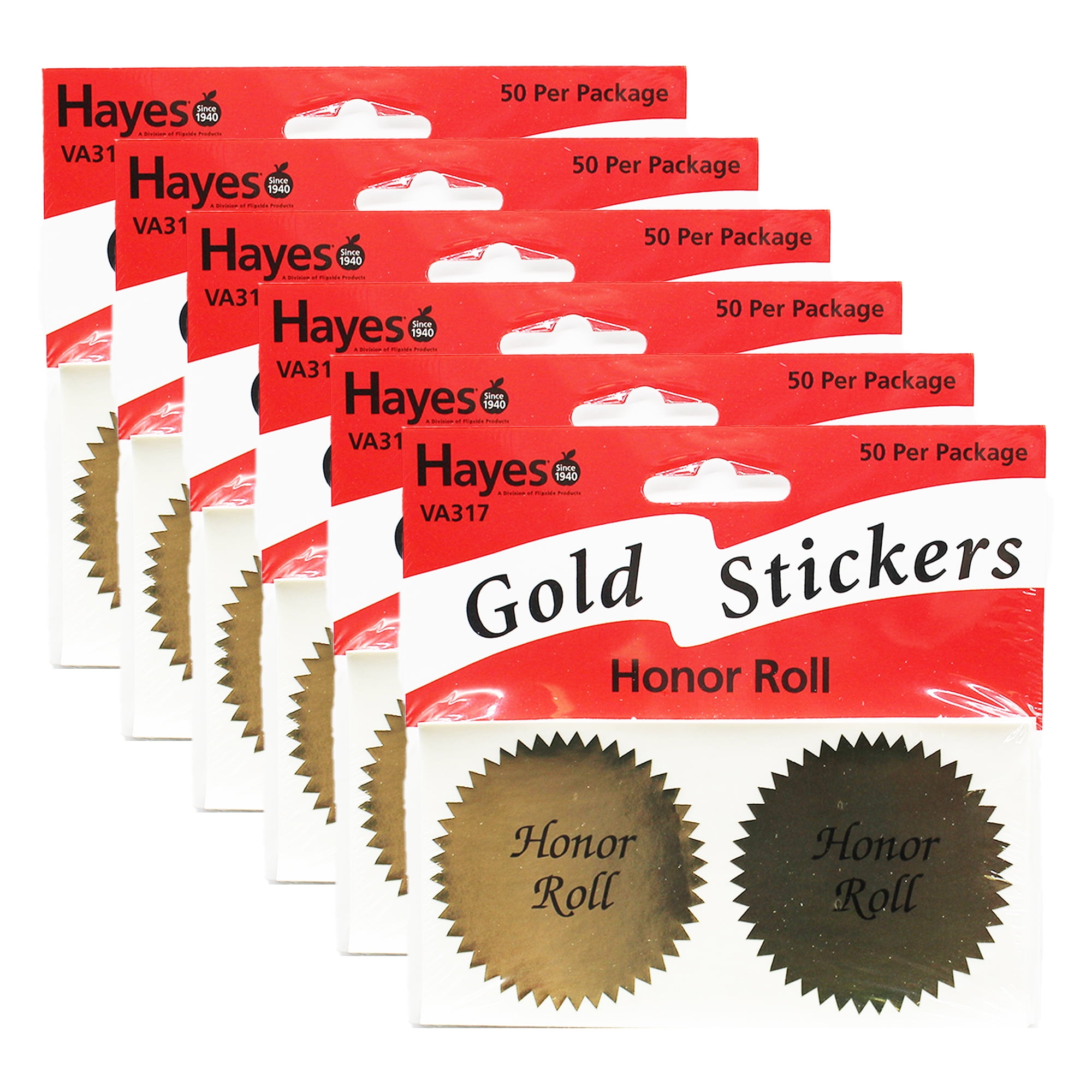 Hayes Publishing Gold 2" Honor Roll Sticker, 50 Per Pack, 6 Packs ...