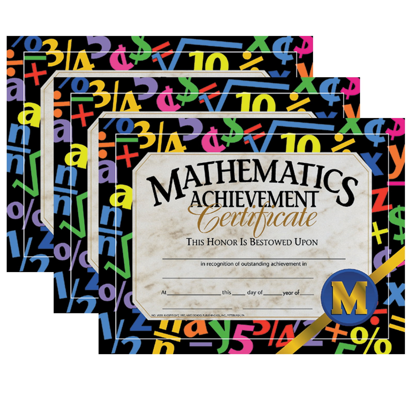 Hayes Publishing Mathematics Achievement Certificate, 30 Per Pack, 3 ...