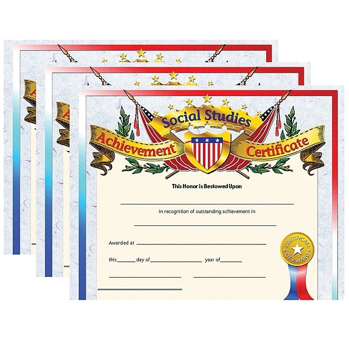 Hayes Publishing Social Studies Achievement Certificate, 30 Per Pack, 3 ...