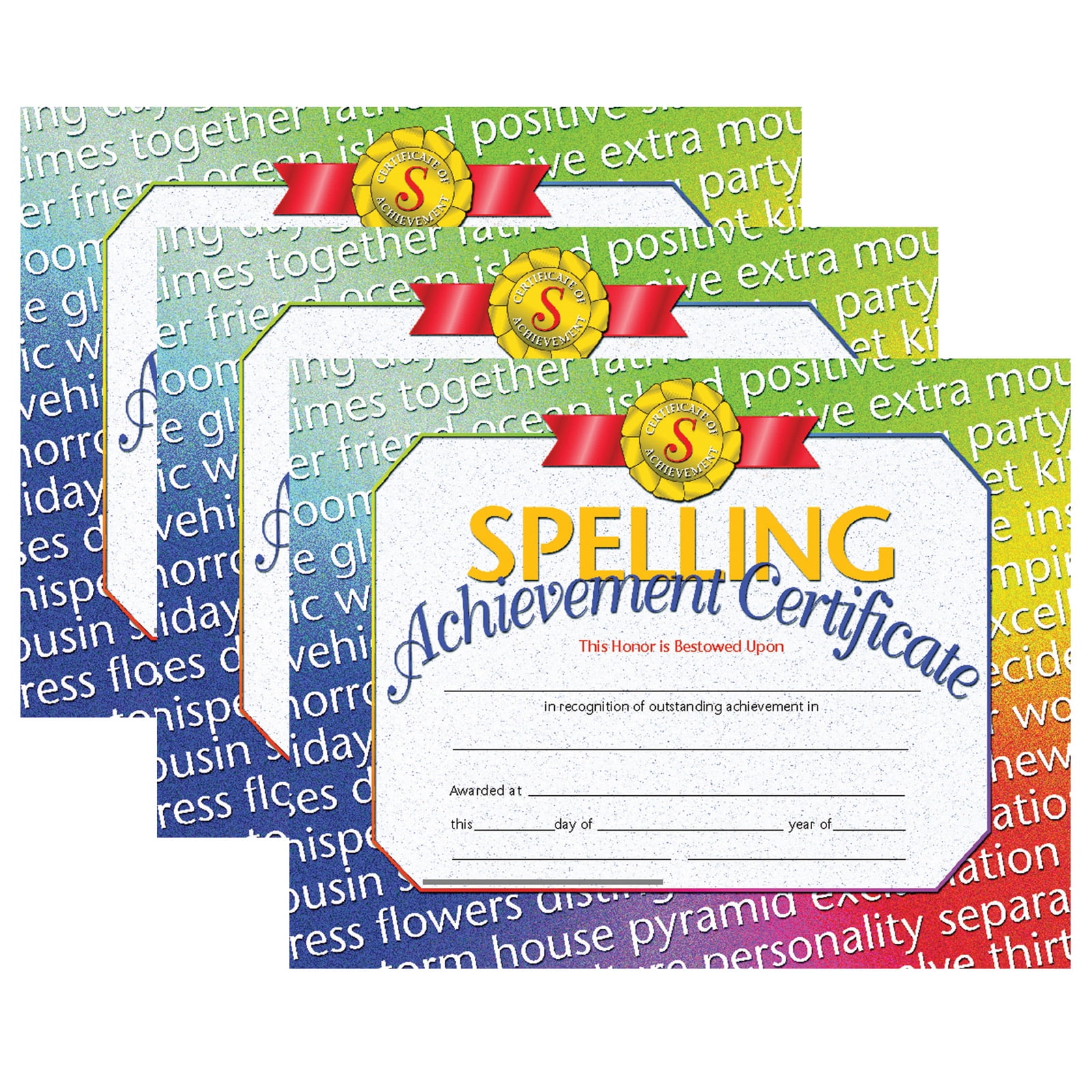 Hayes Publishing Spelling Achievement Certificate, 30 Per Pack, 3 Packs ...
