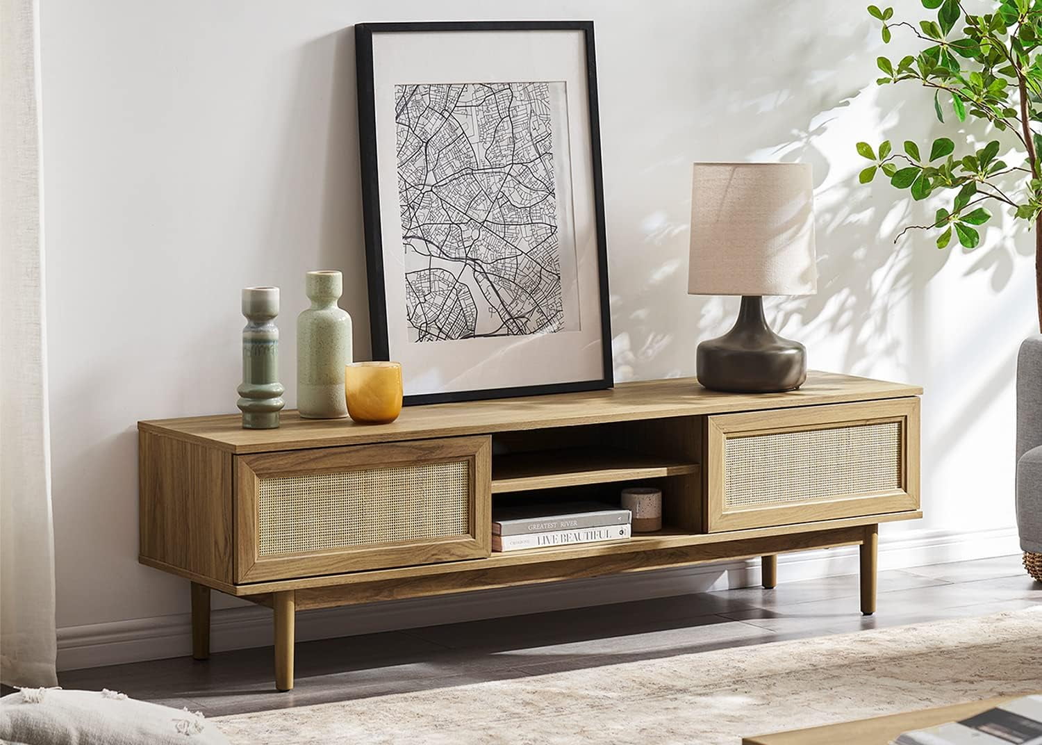 Haylee TV Stand, Modern Farmhouse Television Stand for 55/60/65 inch TV ...