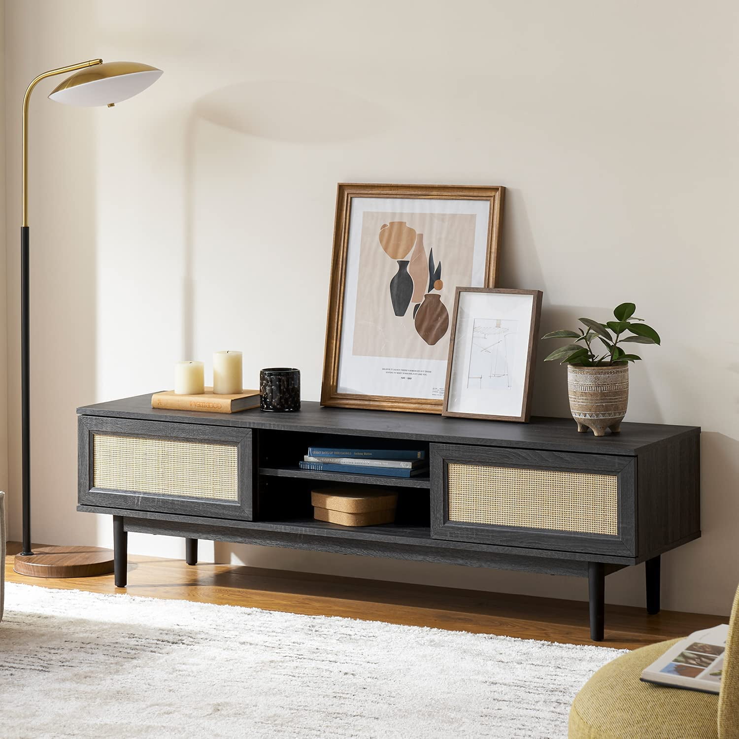 Haylee TV Stand, Modern Farmhouse Television Stand for 55/60/65 inch TV ...