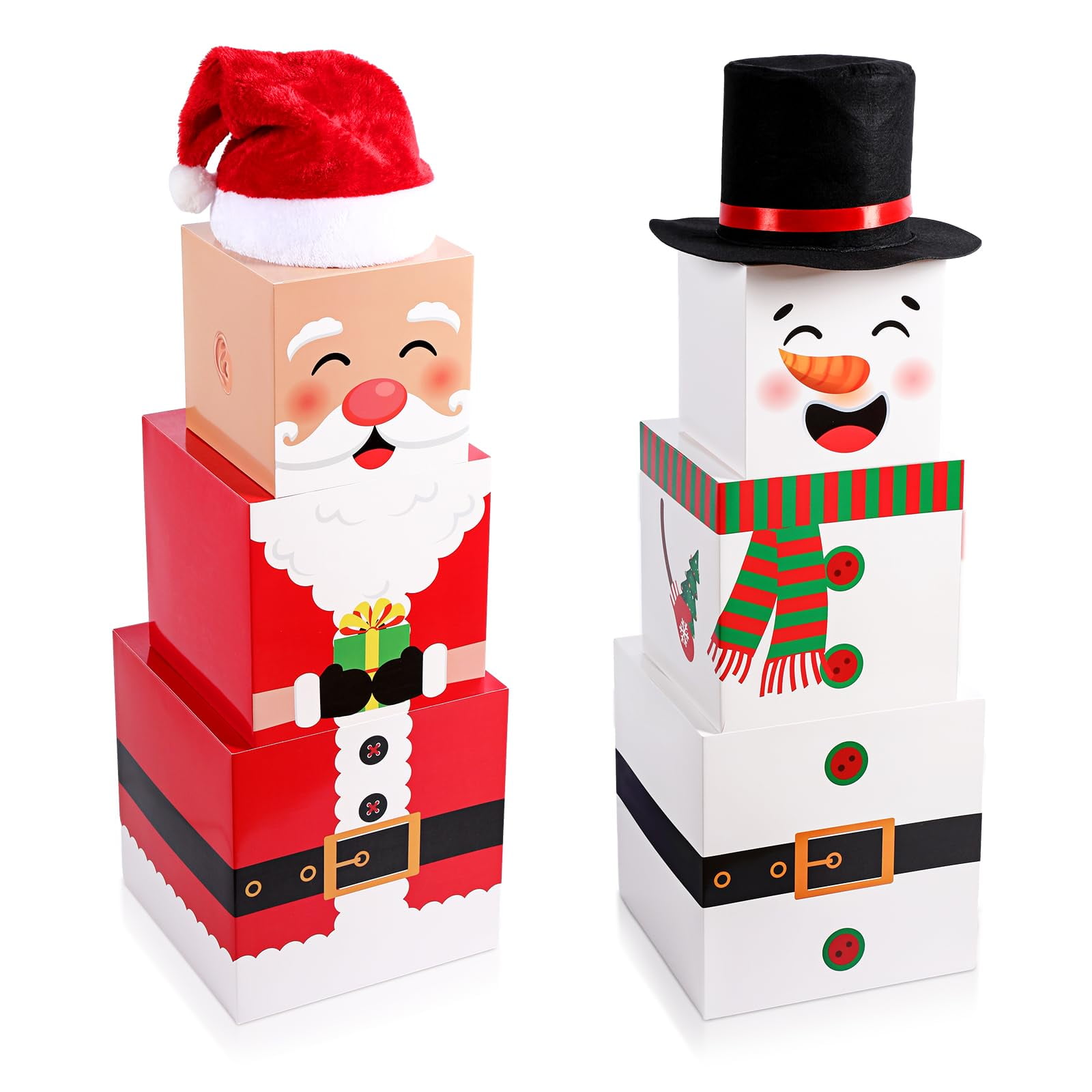 Haysandy 2 Set Snowman and Santa Christmas Box Xmas Decorative Stacking ...