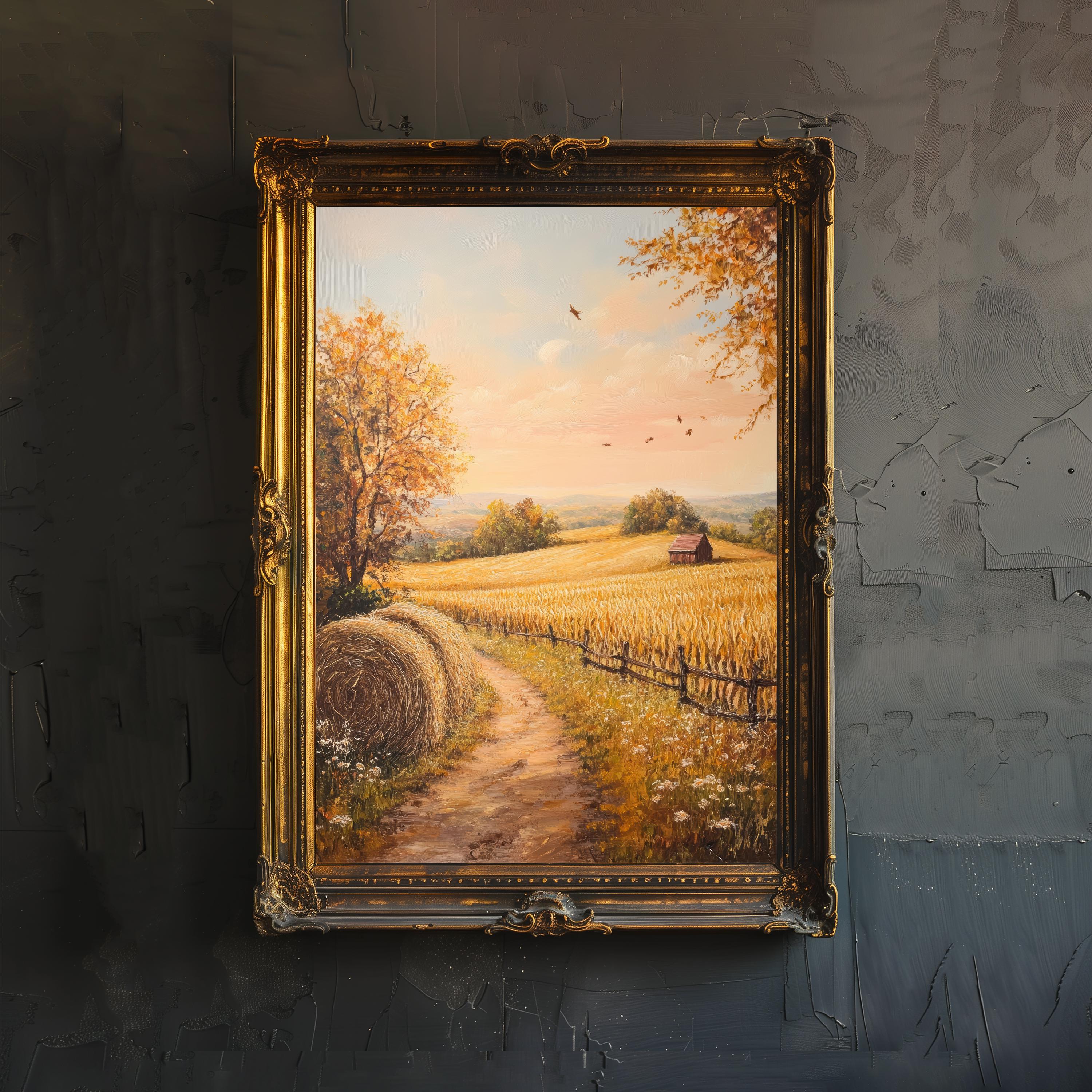 Haystacks Cottagecore Art Print Vintage Countryside Wall Art Rustic ...