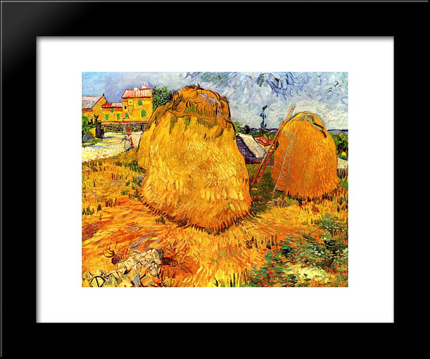 Haystacks in Provence 20x24 Framed Art Print by Vincent van Gogh ...