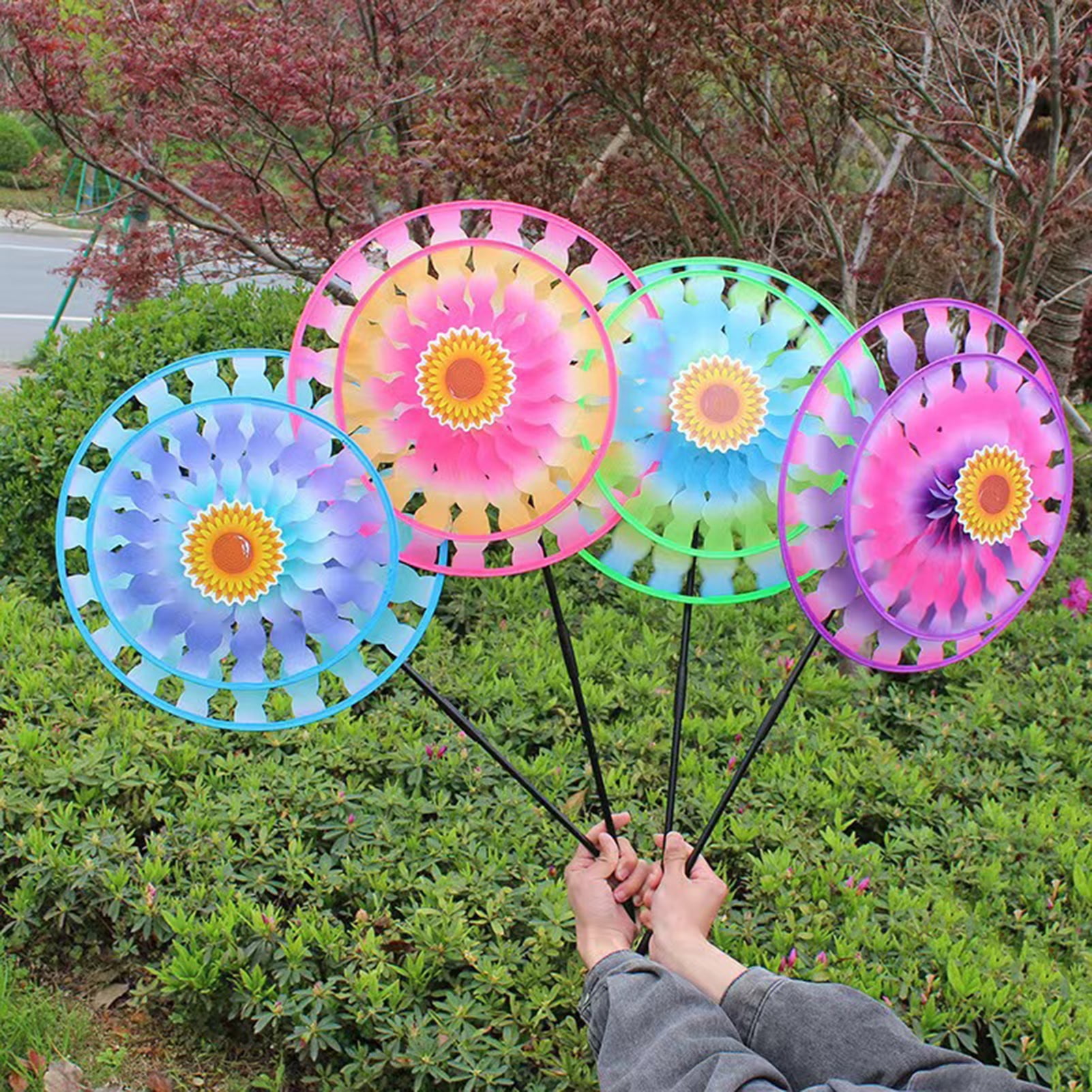 Haysvty Handheld Windmill Toy Double Layer Vibrant Color Lightweight ...