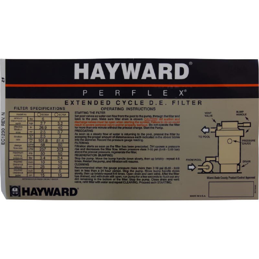 Hayward ECX1230 Decal Operation - Walmart Business Supplies
