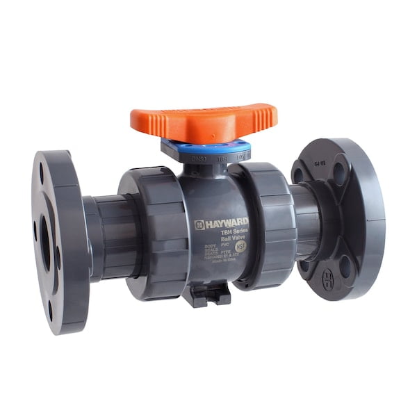 Hayward Flow Control Manual 2-Way Ball Valve,Flange,PVC TBH1200A0FV0Z00 ...