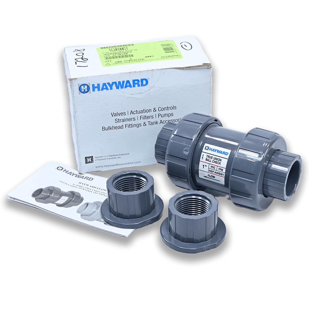Hayward TC10100ST TC Series True Union Ball Check Valve 1" PVC SKT/THD ...