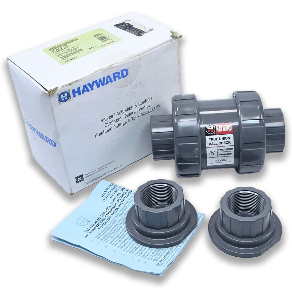 Hayward TC10125STE True Union Ball Check Valve 1‑1/4" PVC SKT/THD EPDM ...