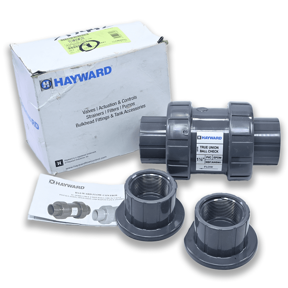 Hayward TC10150STE True Union Ball Check Valve 1-1/2" PVC SKT/THD EPDM ...