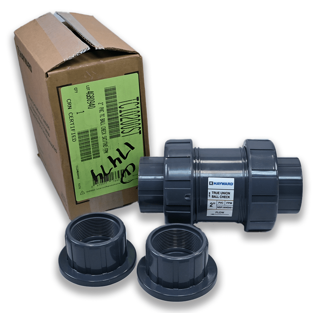Hayward TC10200ST 2" PVC True Union Ball Check Valve SKT/THD Ends FPM O ...