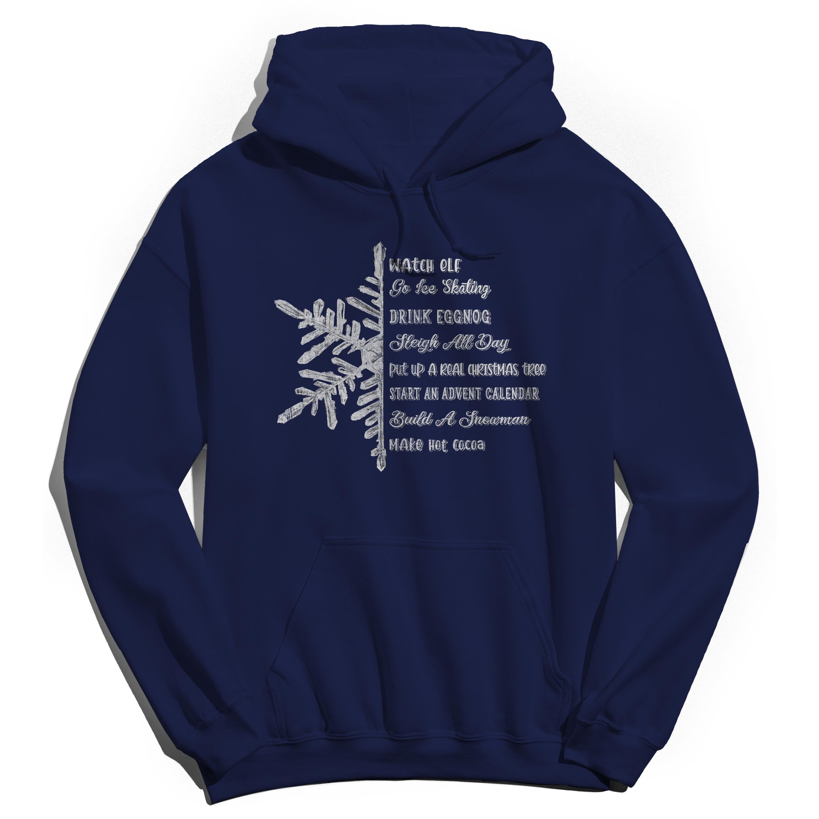 Haywood & Main Snowflake List Graphic Navy Men's Cotton Pullover Hoodie ...