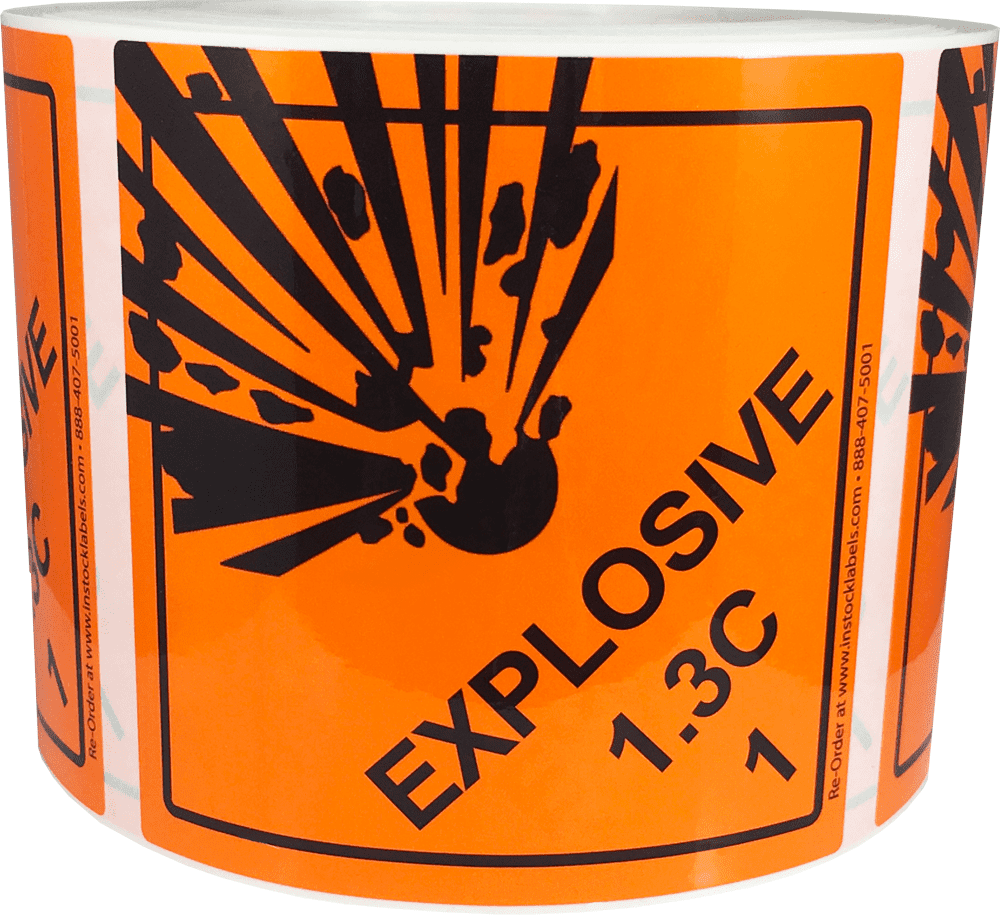 Hazard Class 1 D.O.T. Explosives 1.3 C Hazmat Labels Laminated 4x4 Inch ...