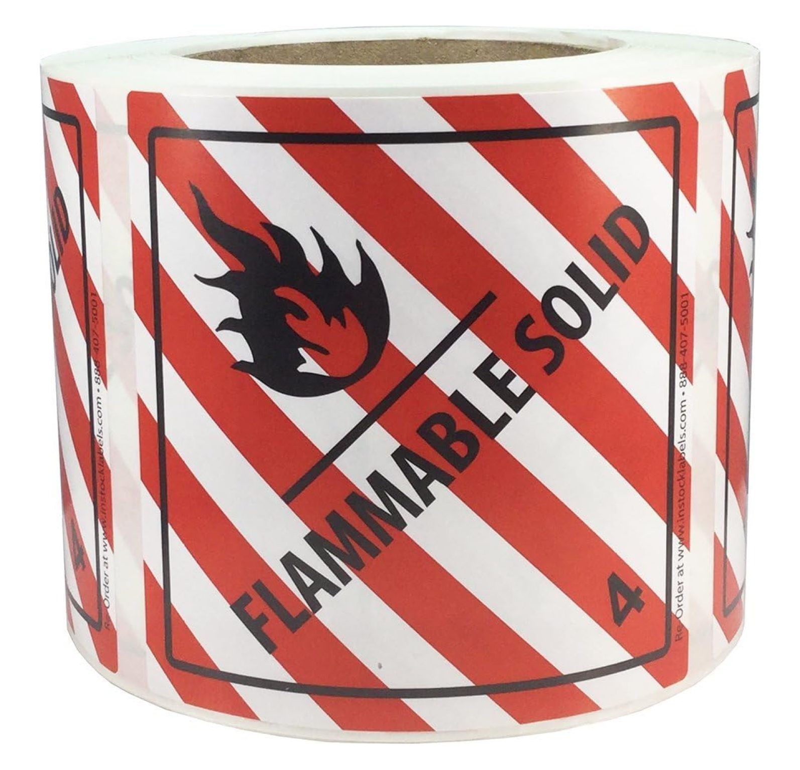 Hazard Class 4 D.O.T. Flammable Solid Labels 4x4 Inch Square 500 ...