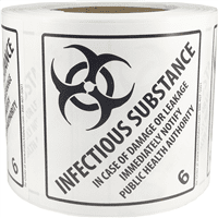 Hazard Class 6 D.O.T. Infectious Substance Labels | 4 x 4" Inch | 500 ...