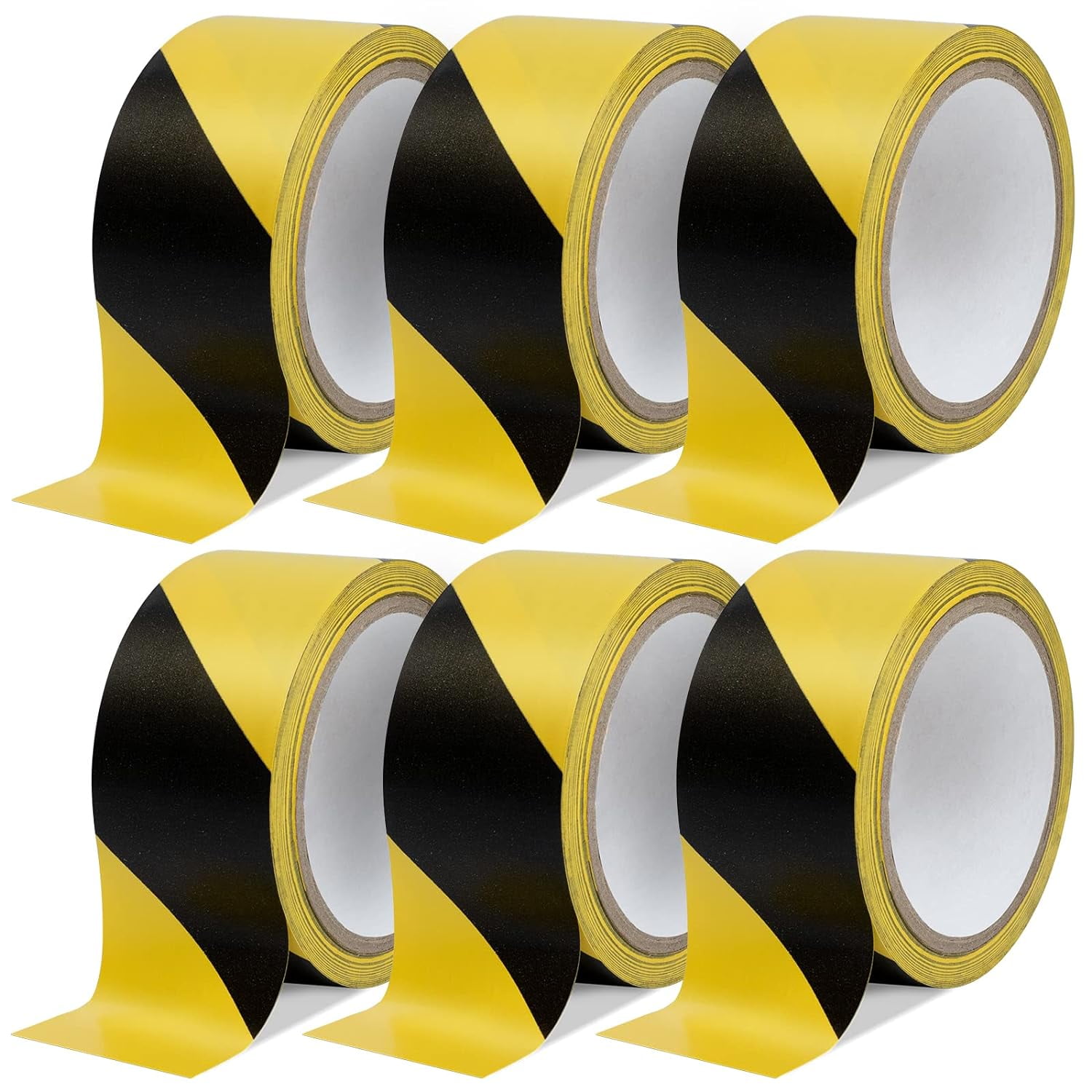 Hazard Safety Warning Stripe Tape 6 Pack, 2 Inch x 36 Yards Black ...