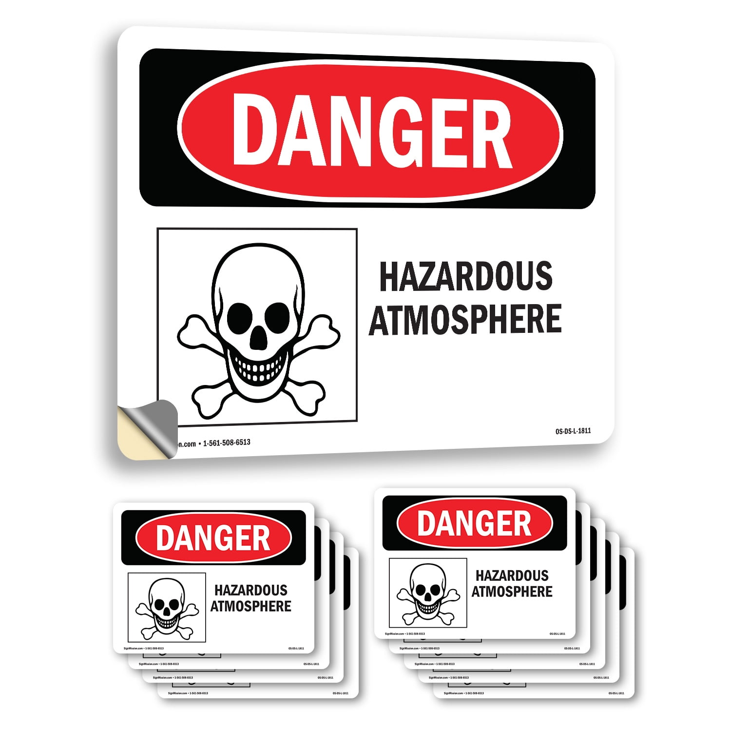 Hazardous ATMosphere OSHA Danger Vinyl Decal Label 18 Inch x 12 Inch ...