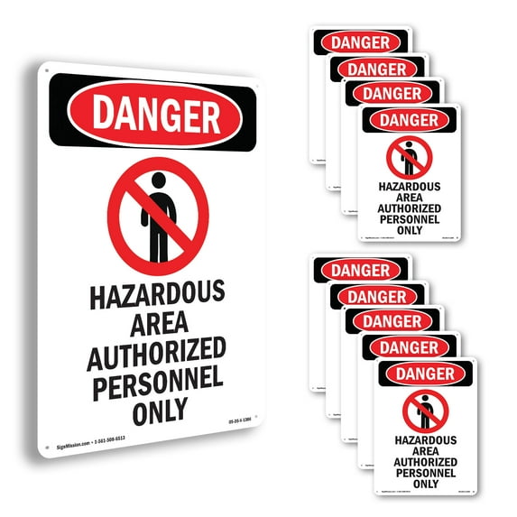 Hazardous Area Authorized OSHA Danger Rigid Plastic Sign 24 Inch x 18 ...