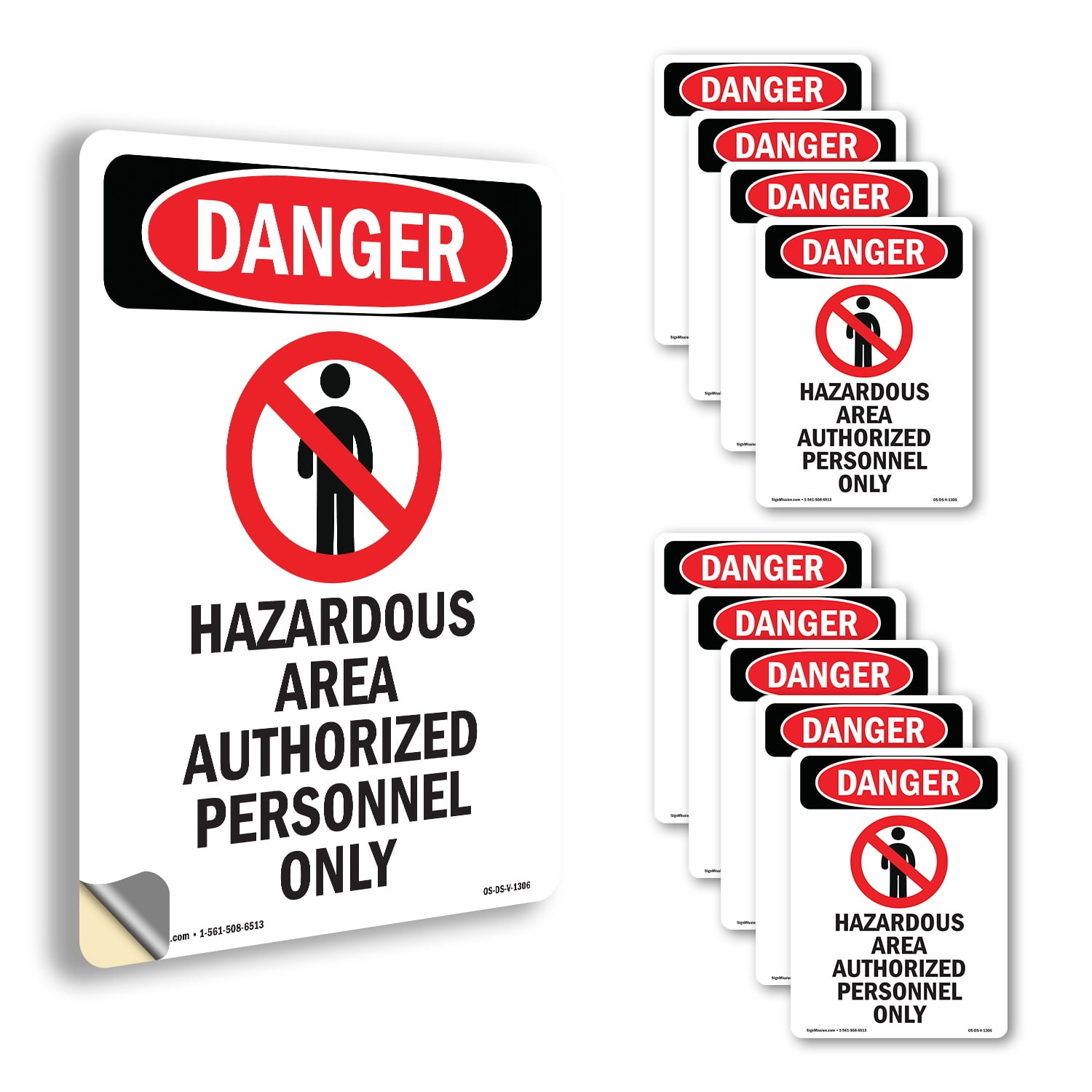 Hazardous Area Authorized OSHA Danger Vinyl Decal Label 24 Inch x 18 Inch - 10 Pack - Walmart.com