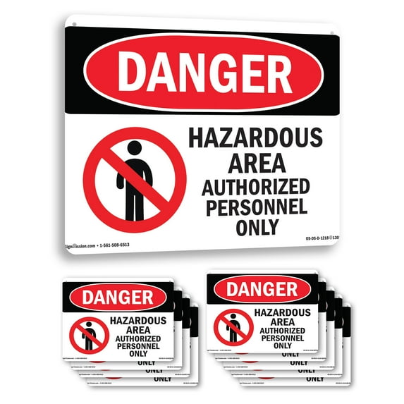 Hazardous Area Authorized Personnel Only OSHA Danger Rigid Plastic Sign ...