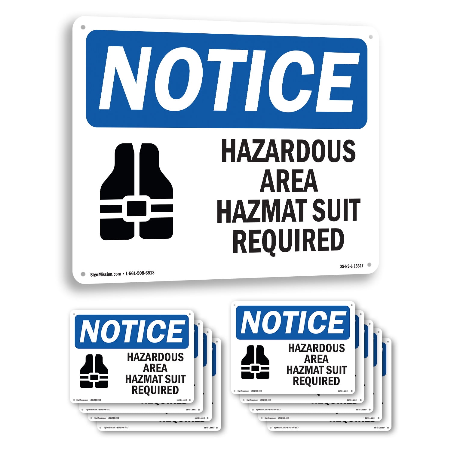 Hazardous Area Hazmat Suit Required OSHA Notice Aluminum Sign 18 Inch x ...