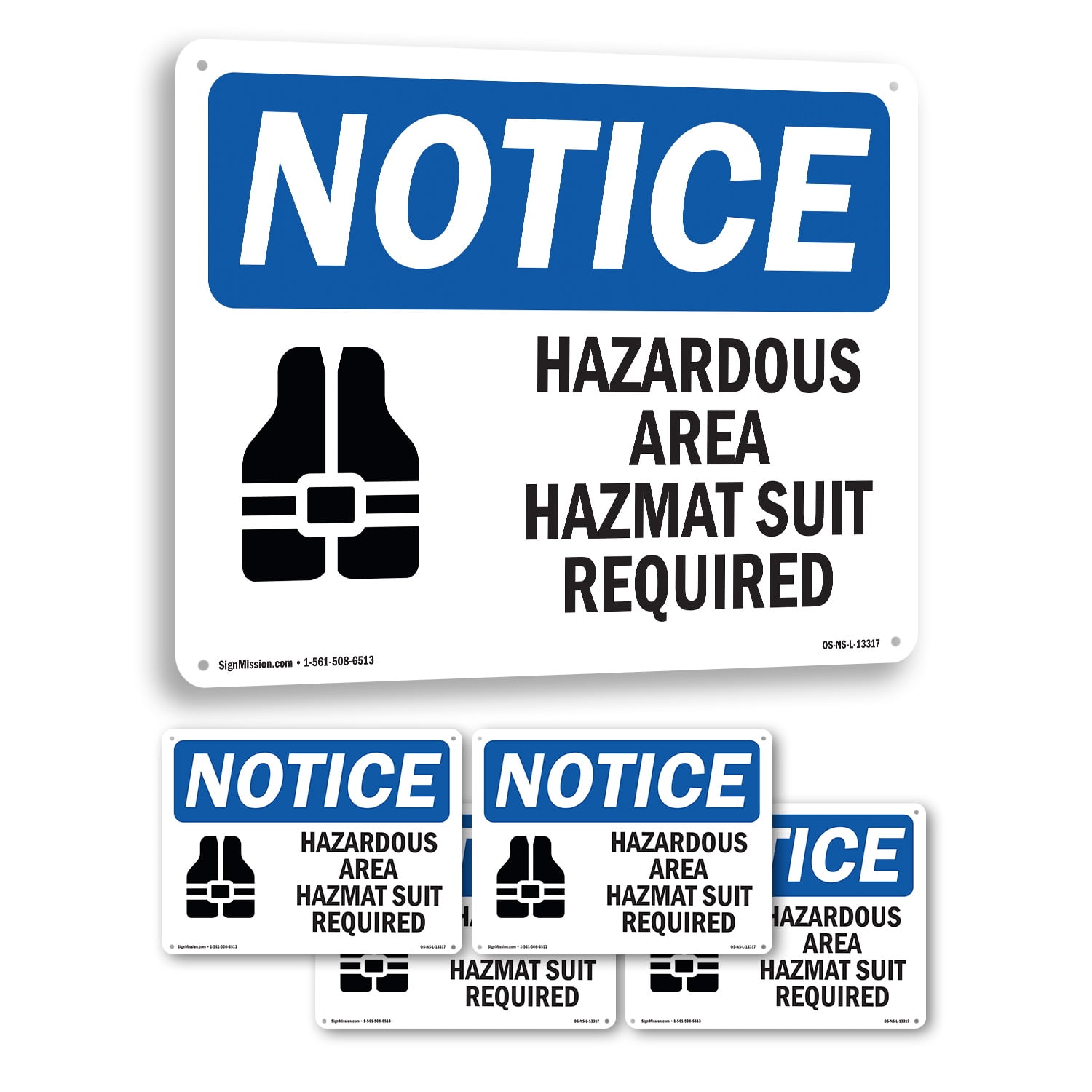 Hazardous Area Hazmat Suit Required OSHA Notice Aluminum Sign 24 Inch x ...