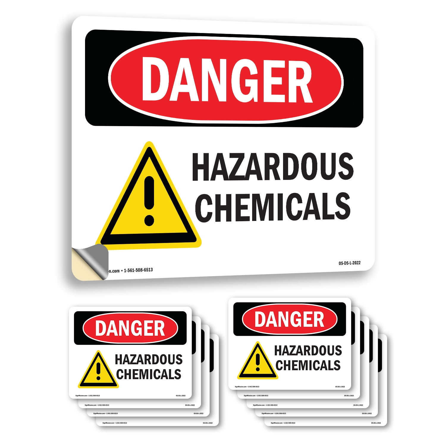 Hazardous Chemicals OSHA Danger Vinyl Decal Label 18 Inch x 12 Inch ...