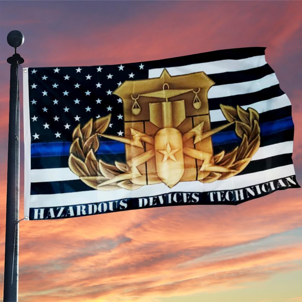 Hazardous Devices Technician Thin Blue Line Black Flag Banner 3x5Feet ...