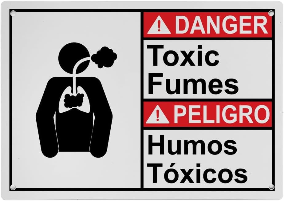 Hazardous Gas Line Sign 8"x12" - Toxic Fumes (Humos Tóxicos), UV ...