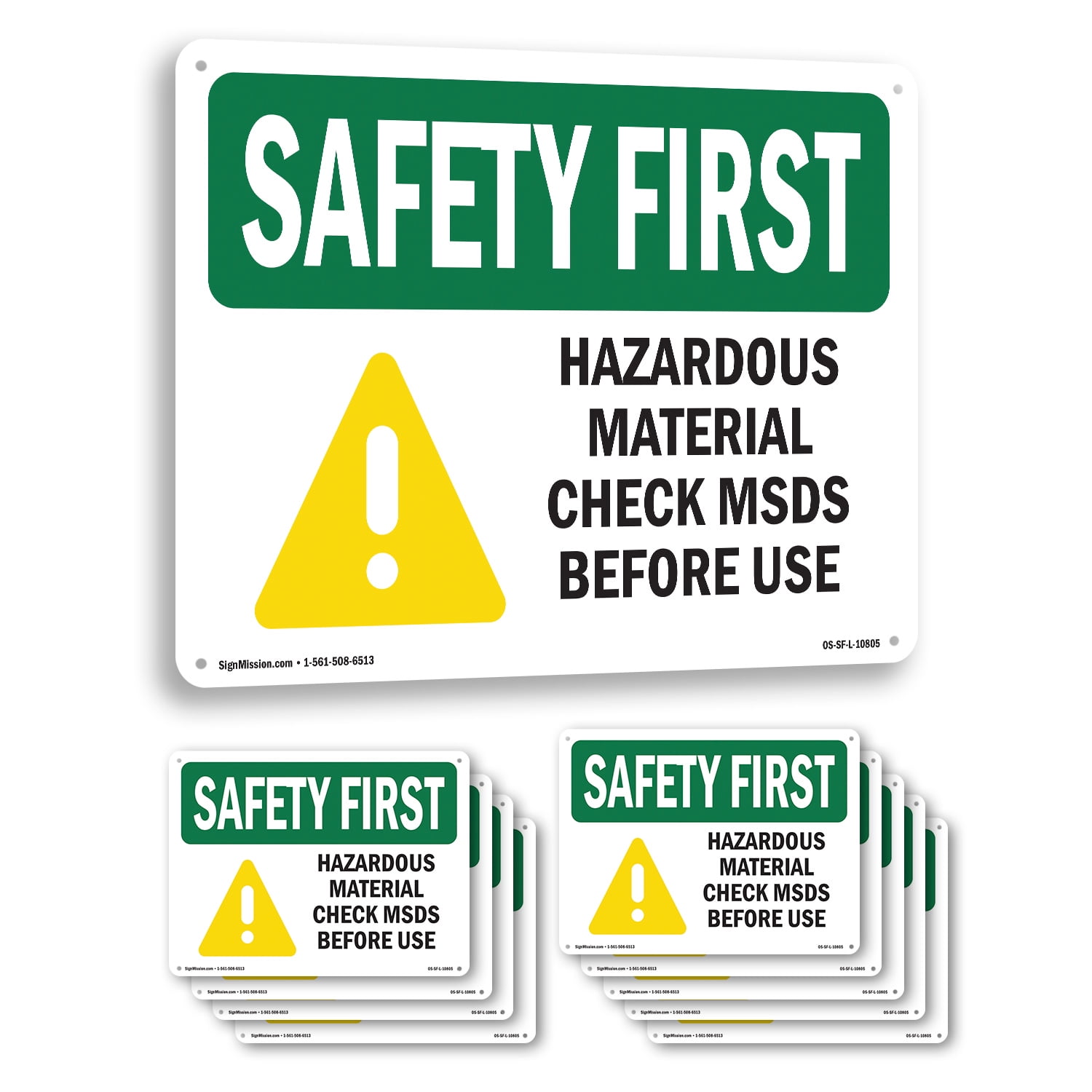 Hazardous Material Check MSDS Before OSHA SAFETY FIRST Aluminum Sign 24 ...