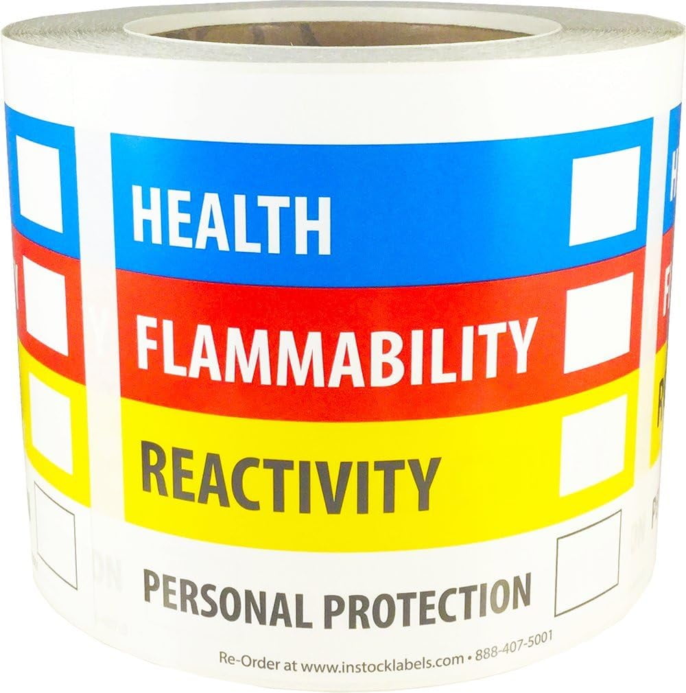 Hazardous Material Identification Label (HMIL) 4 x 4 Inch Square 500 ...