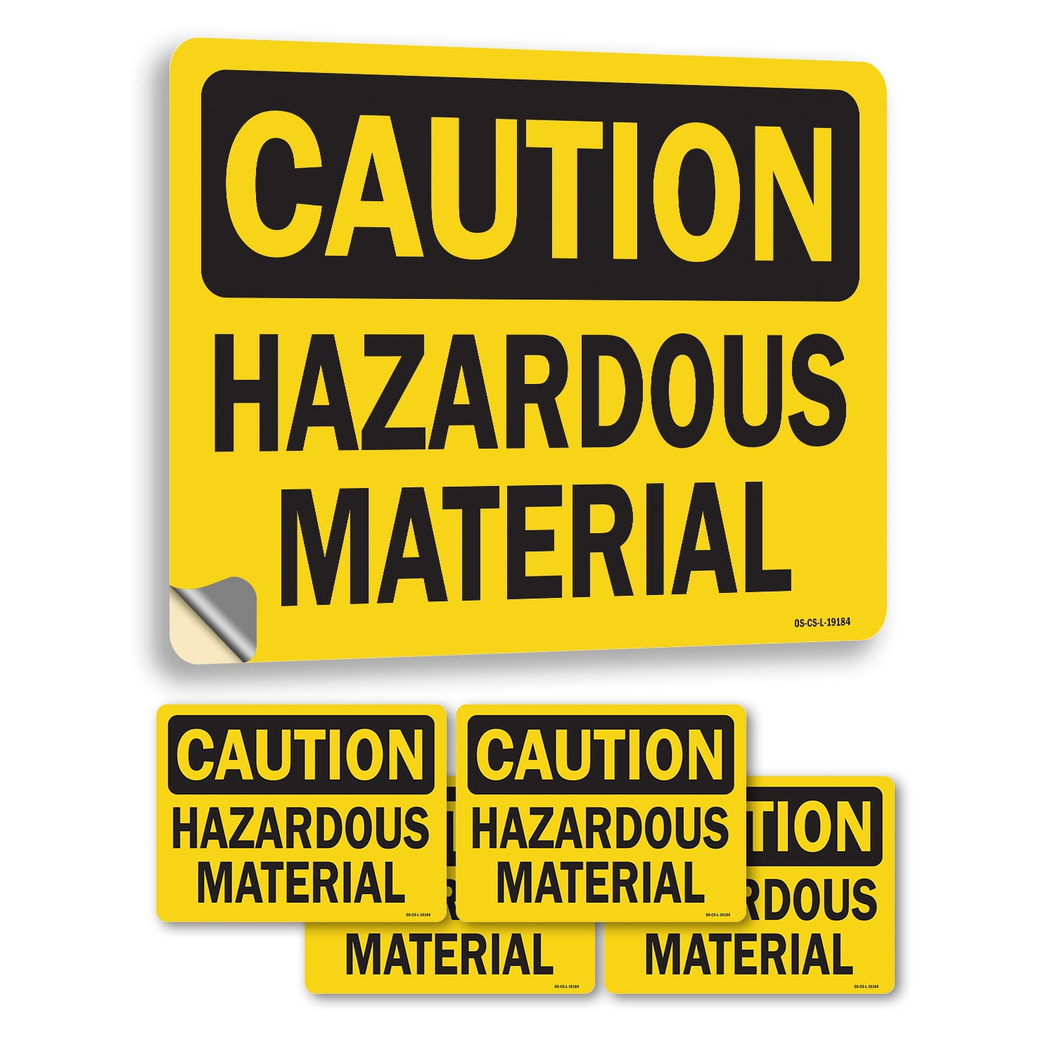 Hazardous Material OSHA Caution Vinyl Decal Label 18 Inch x 12 Inch - 5 ...