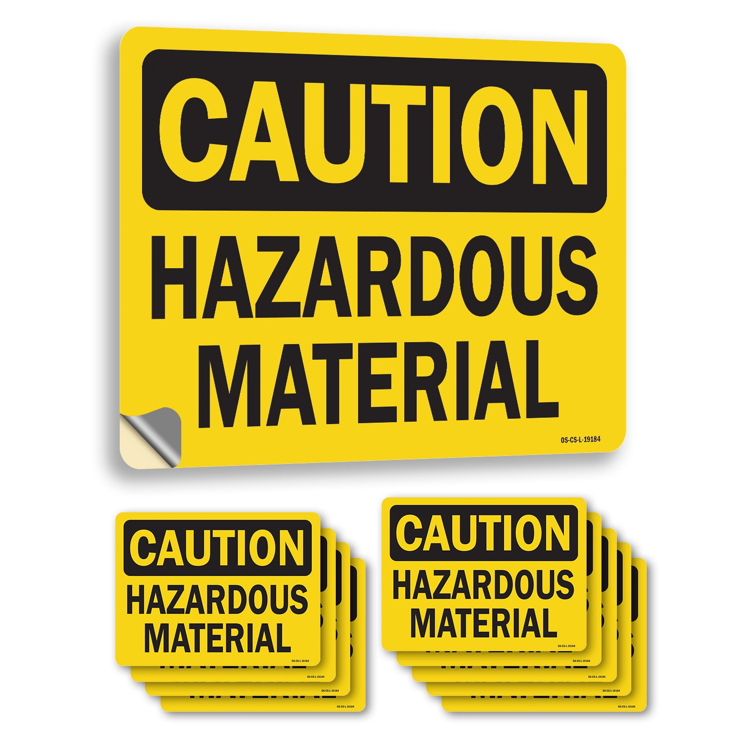 Hazardous Material OSHA Caution Vinyl Decal Label 7 Inch x 5 Inch - 10 ...