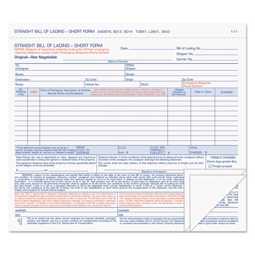 Hazardous Material Short Form, Three-Part Carbonless, 7 X 8.5, 1/page ...