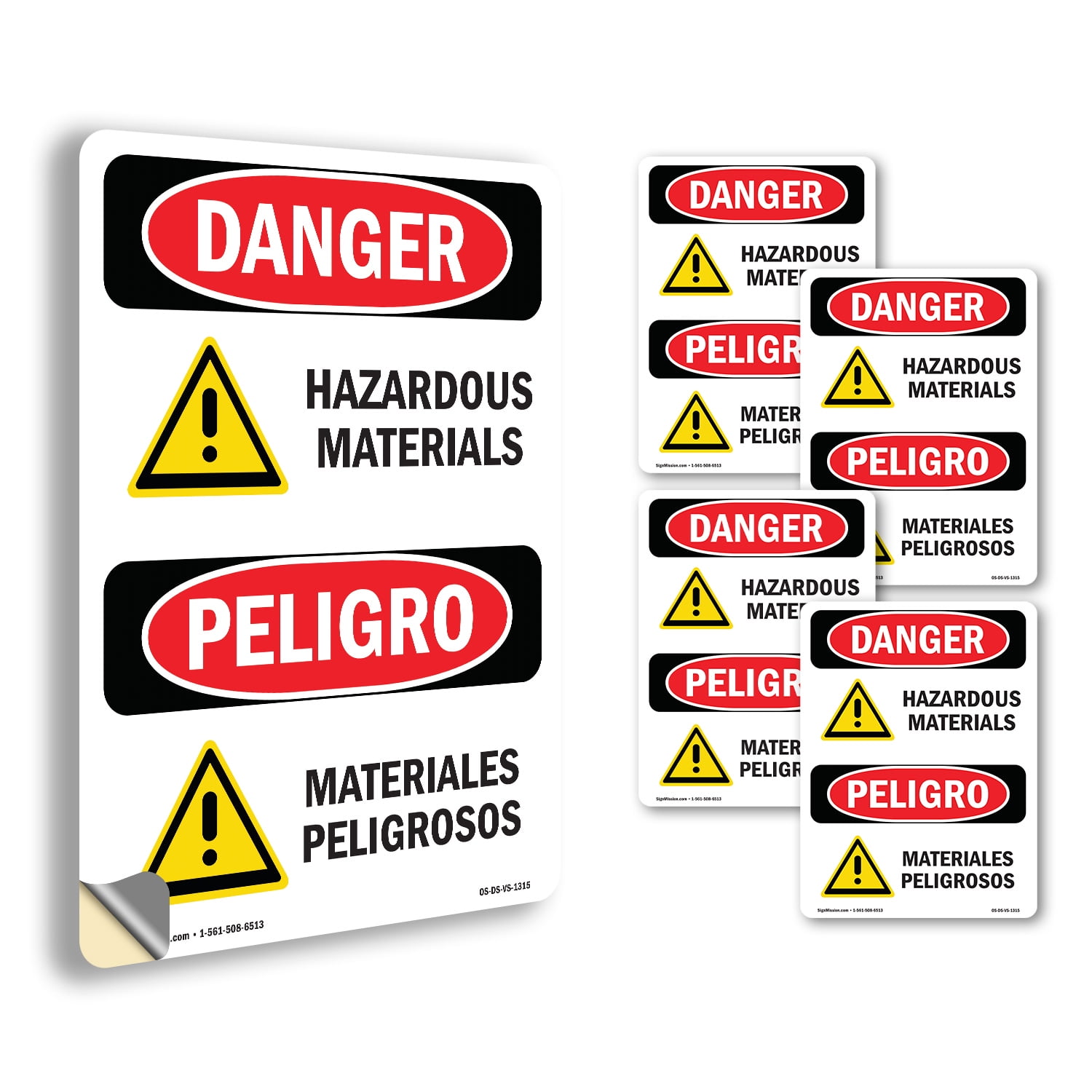 Hazardous Materials Bilingual OSHA Danger Vinyl Decal Label 18 Inch x ...