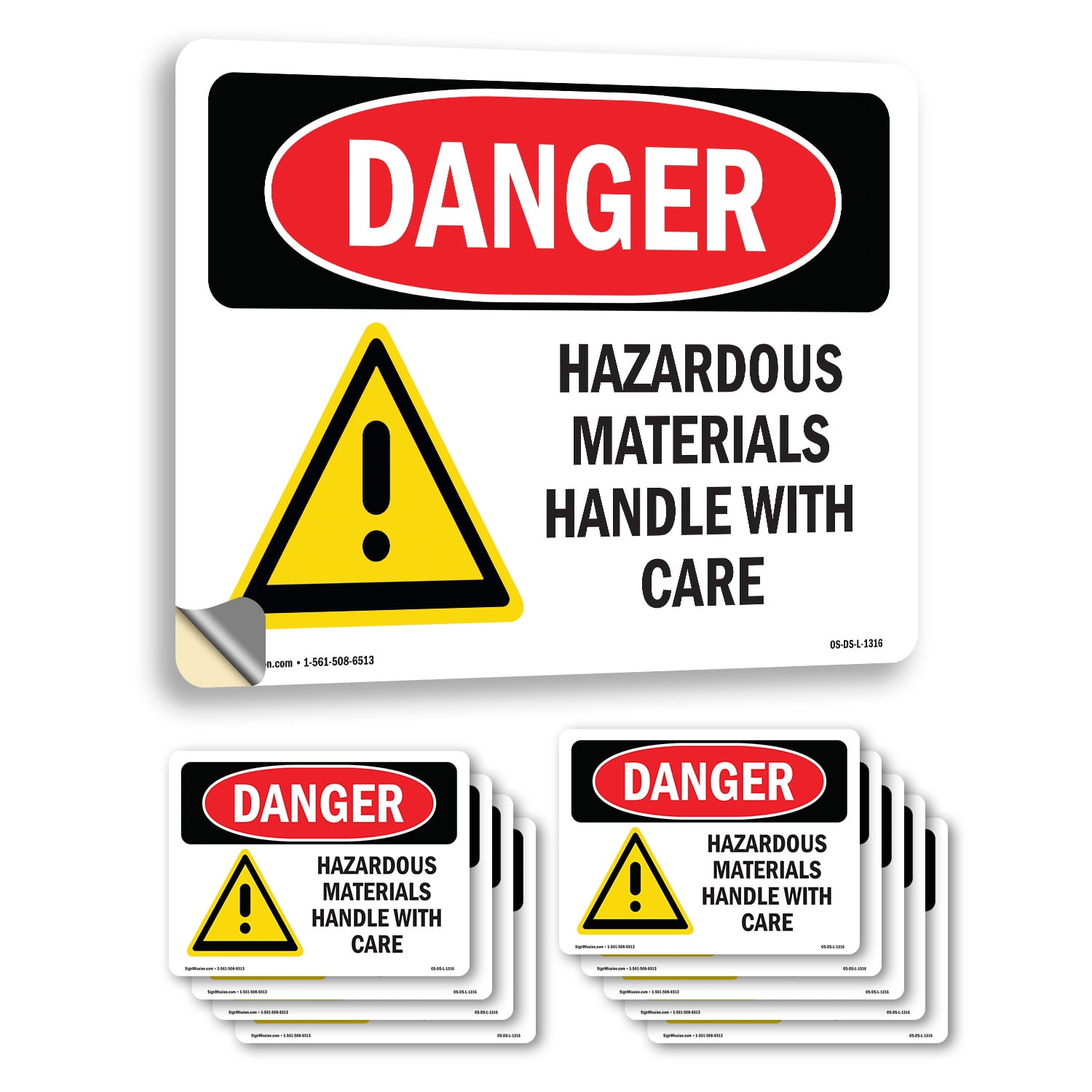 Hazardous Materials Handle With Care OSHA Danger Vinyl Decal Label 10 ...