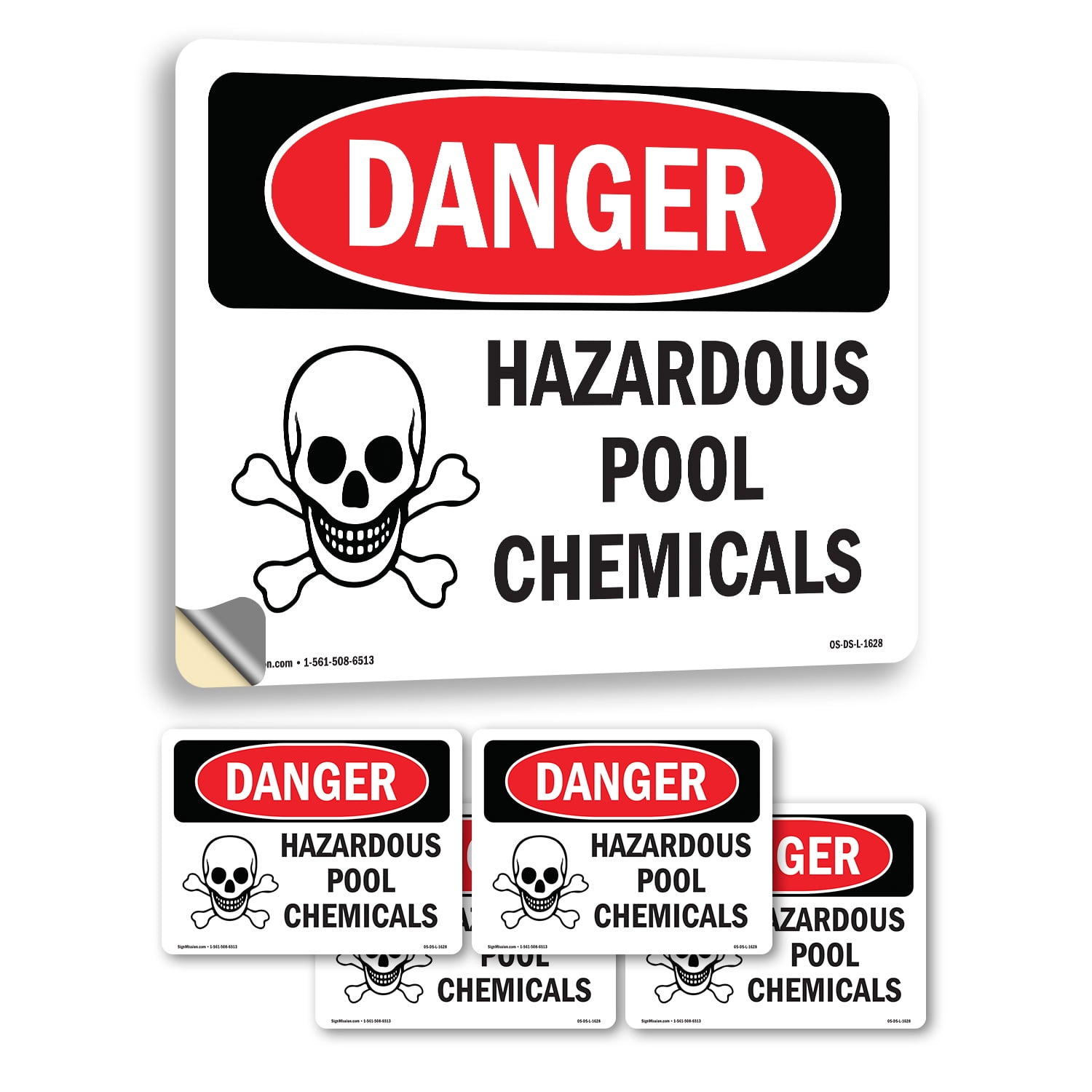Hazardous Pool Chemicals OSHA Danger Vinyl Decal Label 18 Inch x 12 ...