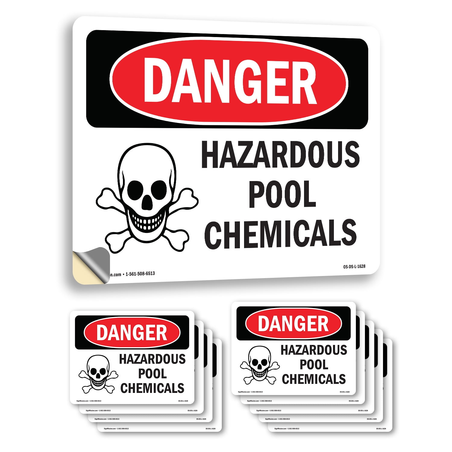 Hazardous Pool Chemicals OSHA Danger Vinyl Decal Label 7 Inch x 5 Inch ...