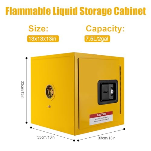 Hazardous Storage Cabinet 13" x13" x13", 2 Gallon Flammable Liquid ...