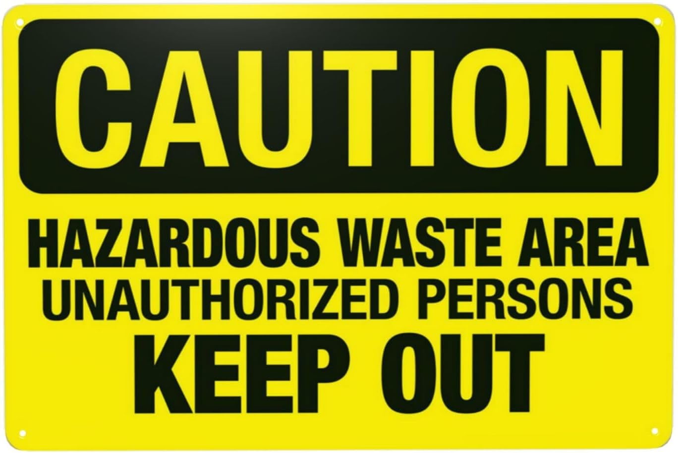 Hazardous Waste Area Unauthorized Persons Keep Out Metal Warning Sign, Caution Security Poster 8 ...