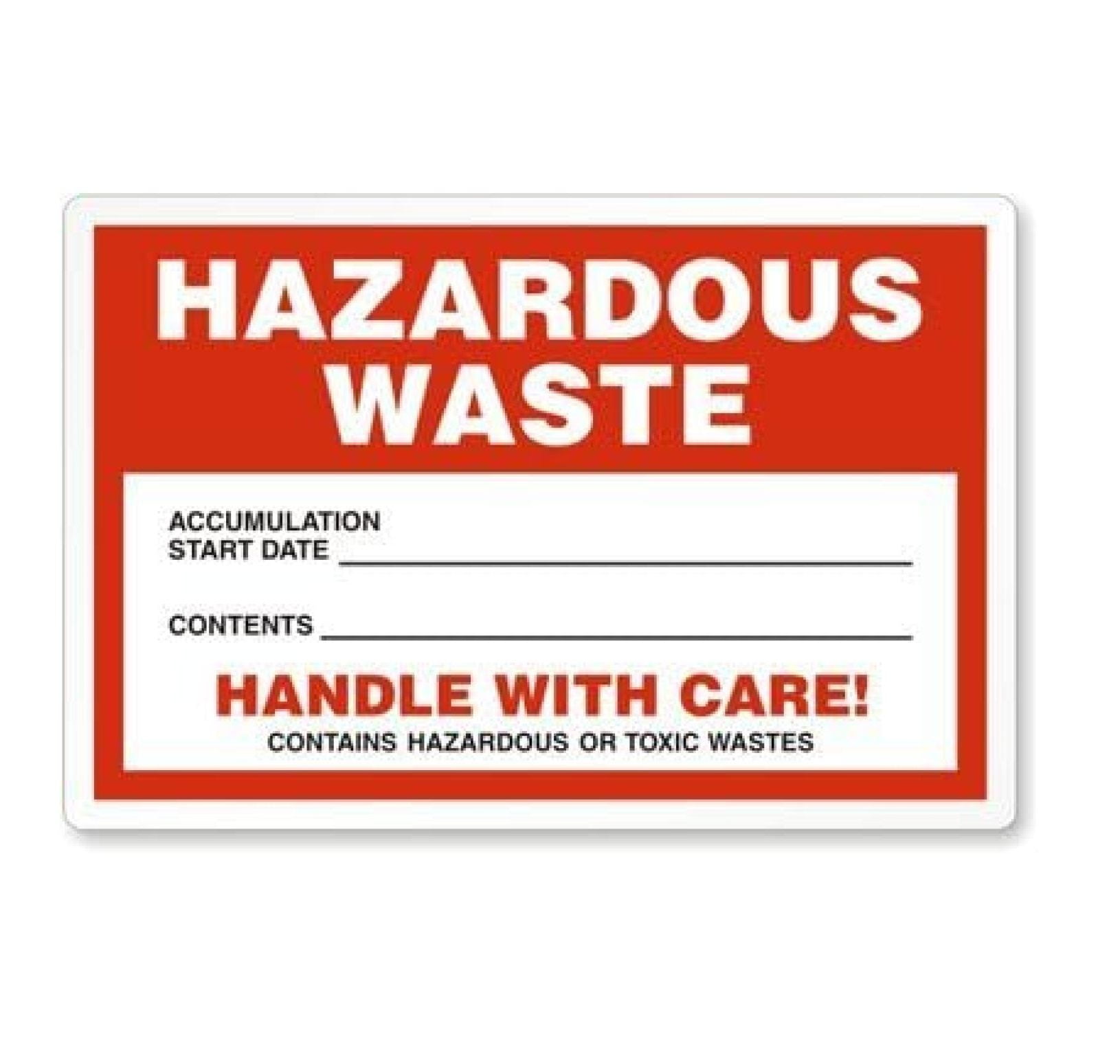 Hazardous Waste Handle with Care, Vinyl Labels, 6" x 4", Pack of 100 6* ...